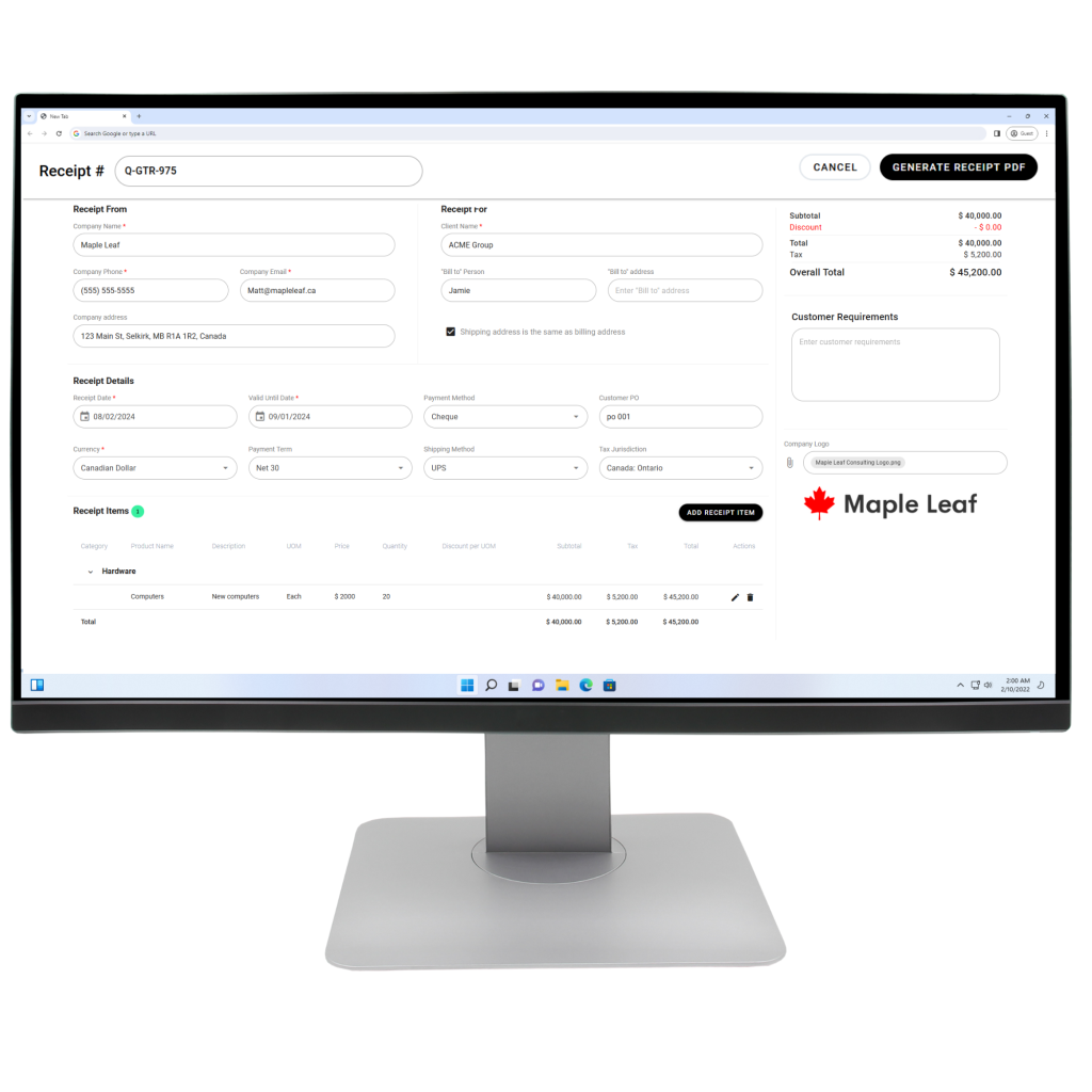 Receipt Generator - SystemX