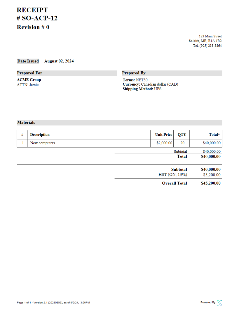 Receipt Generator - SystemX