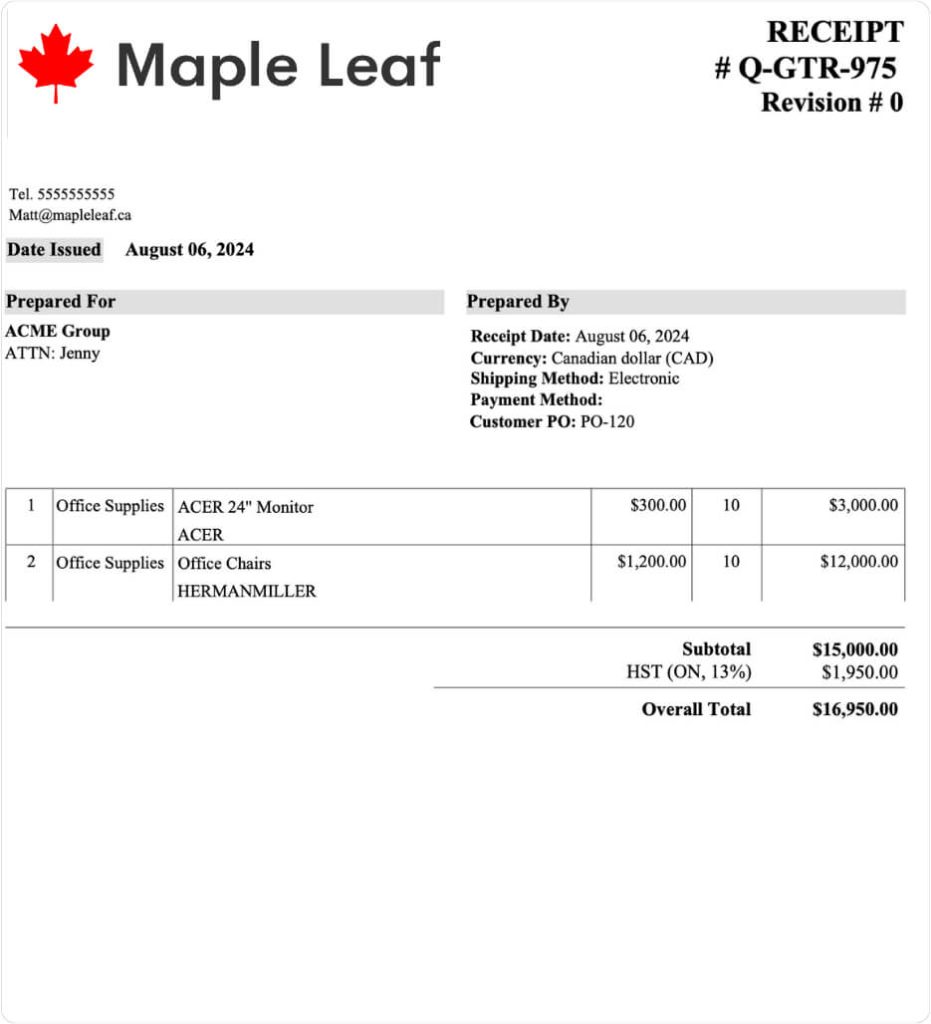 Receipt Generator Systemx