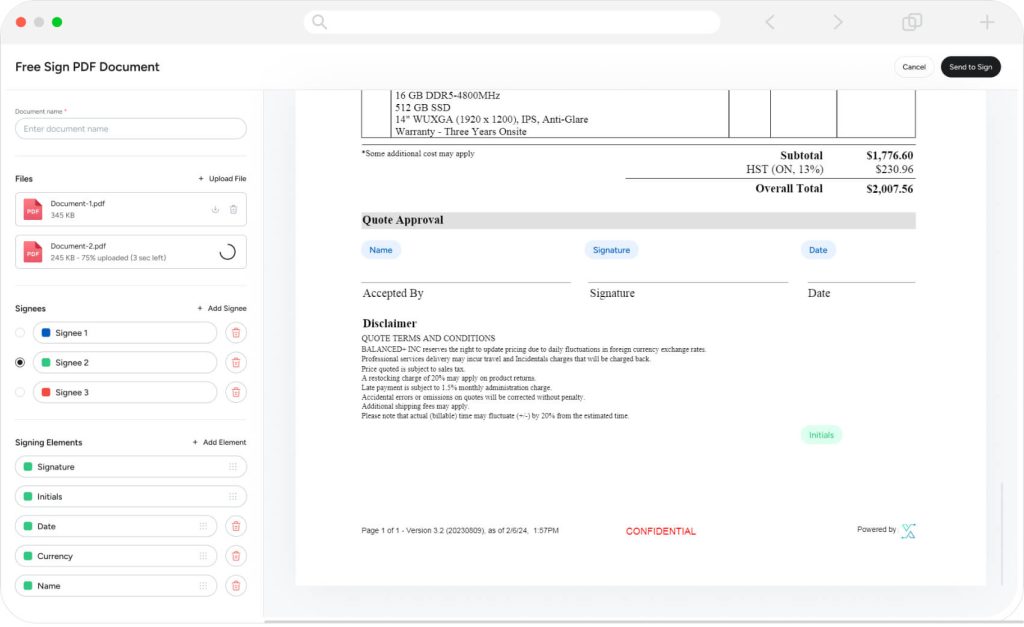 Document signing generator - SystemX