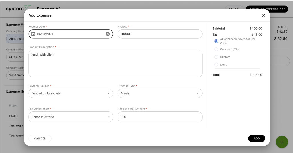 Free Expense Report Generator - SystemX
